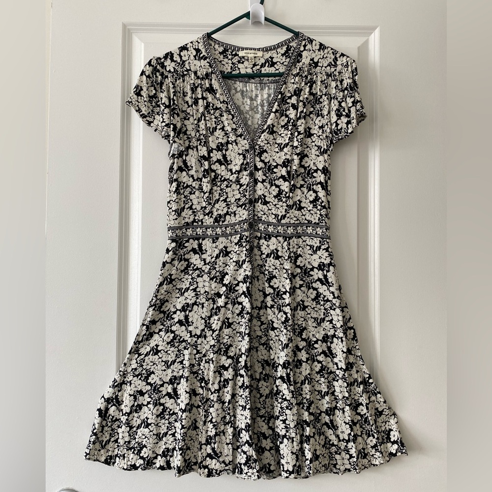 Max Studio Sz S Black/White Floral Button Front Dress - Gem